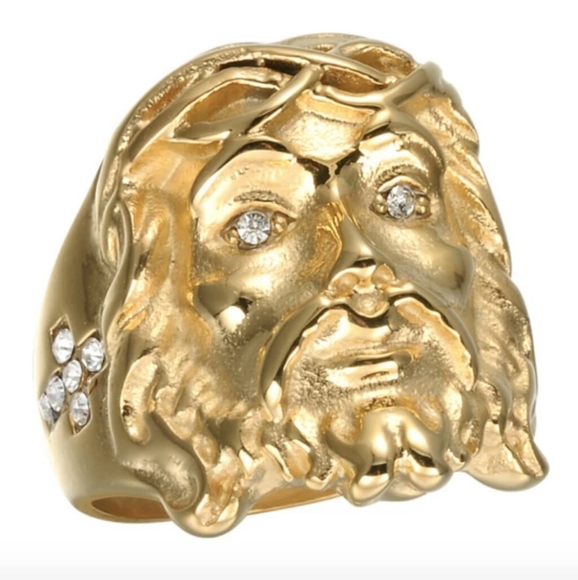 Gold Diamonds | Jewelry | Jesus Face Gold Ring Diamond Jesus Ring ...